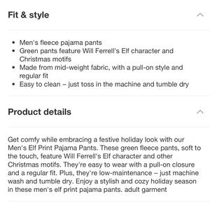 ELF | Pants | New Elf Christmas Fleece Pajama Pants Medium | Poshmark
